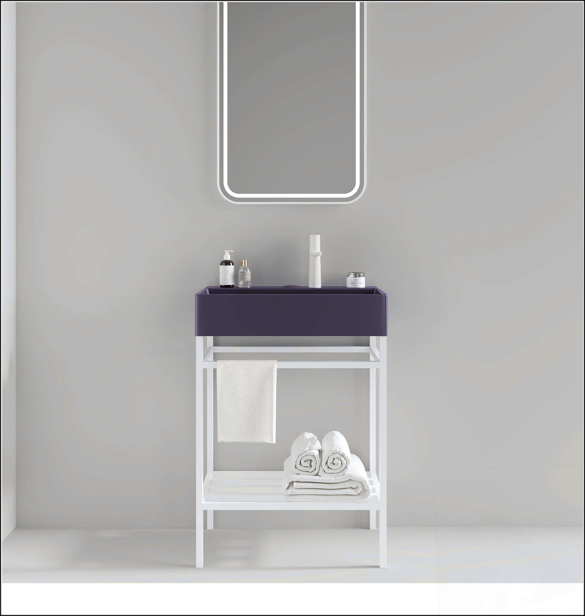 Wrought Studio™ 24" Bathroom Vanity with Ceramic Basin, Freestanding Bathroom Console Sink Set ...